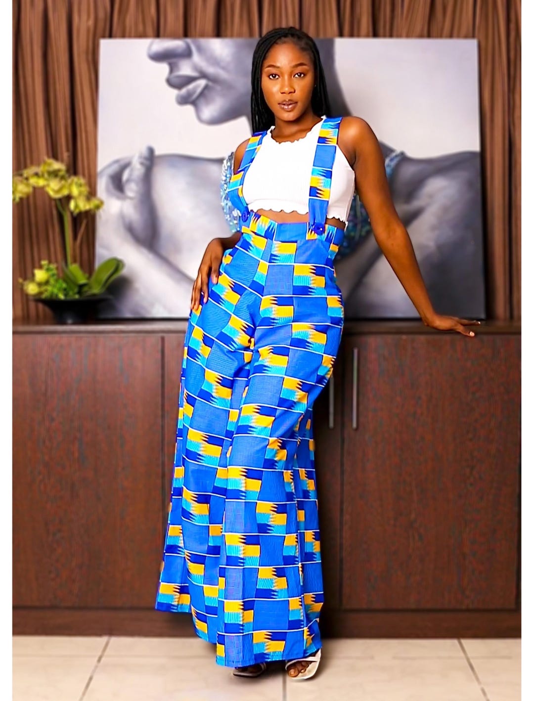 African Print Jumpsuit Naledi, African Trousers, Kente Jumpsuit, Kente ...