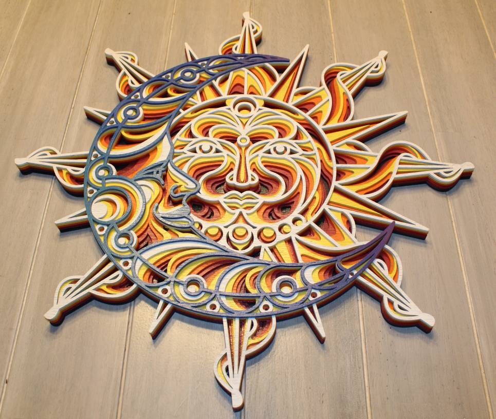 3D Sun and Moon Art - Etsy