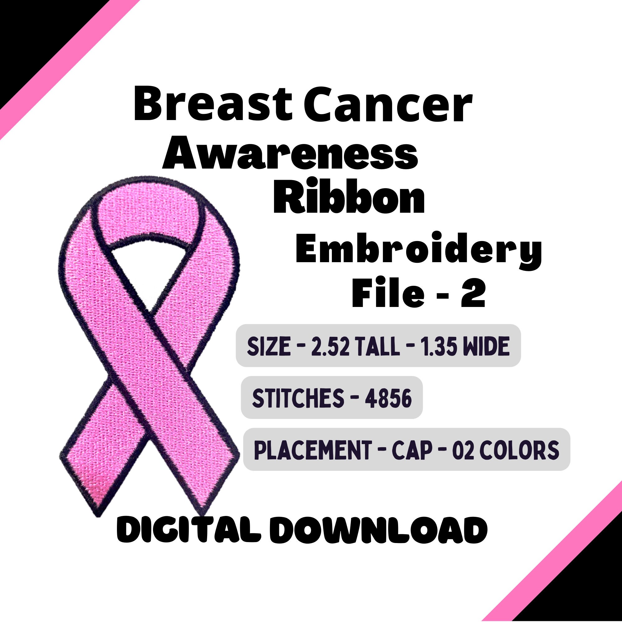 Awareness Ribbon Machine Embroidery File, Breast Cancer Awareness ...