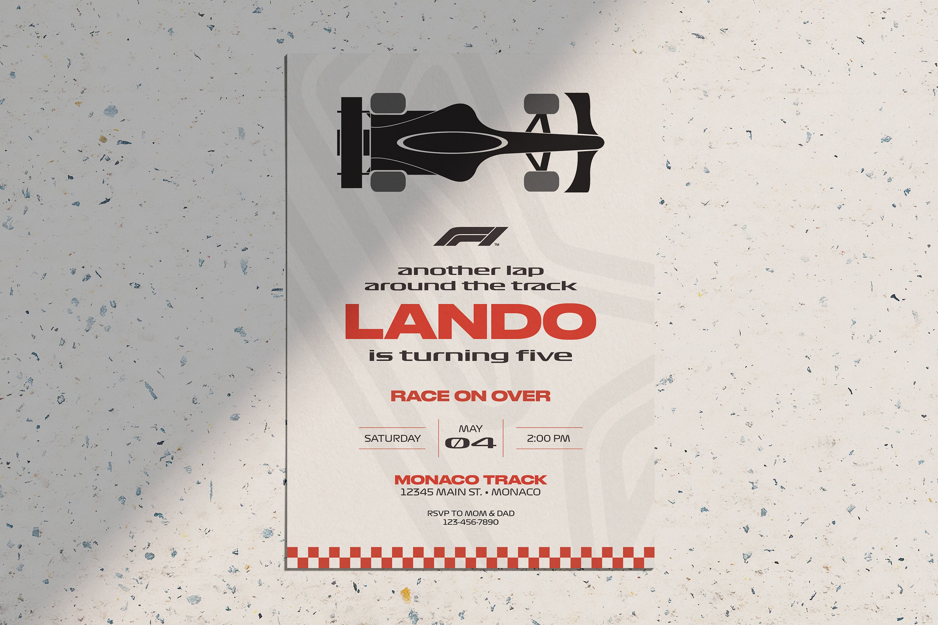 Formula 1 Modern Simple Birthday Party Invitation printable Download ...