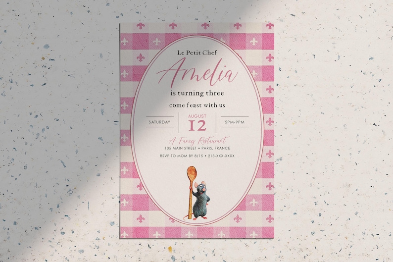 Le Petit Chef Disney Ratatouille Pink • Digital & Printable Birthday ...