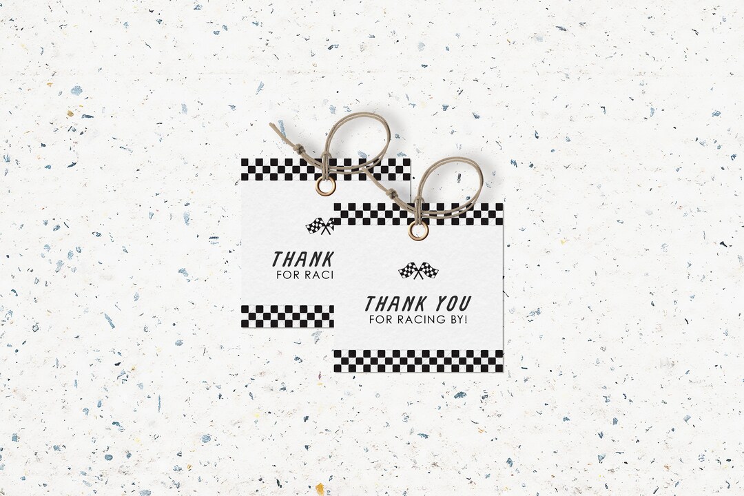 2x2 In. Checkered Cars Thank You Tags • Digital Download Print at Home ...