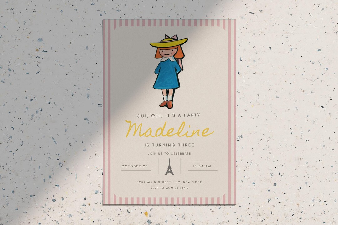 Madeline Birthday Party Invitation: Vintage Canva Template (digital ...
