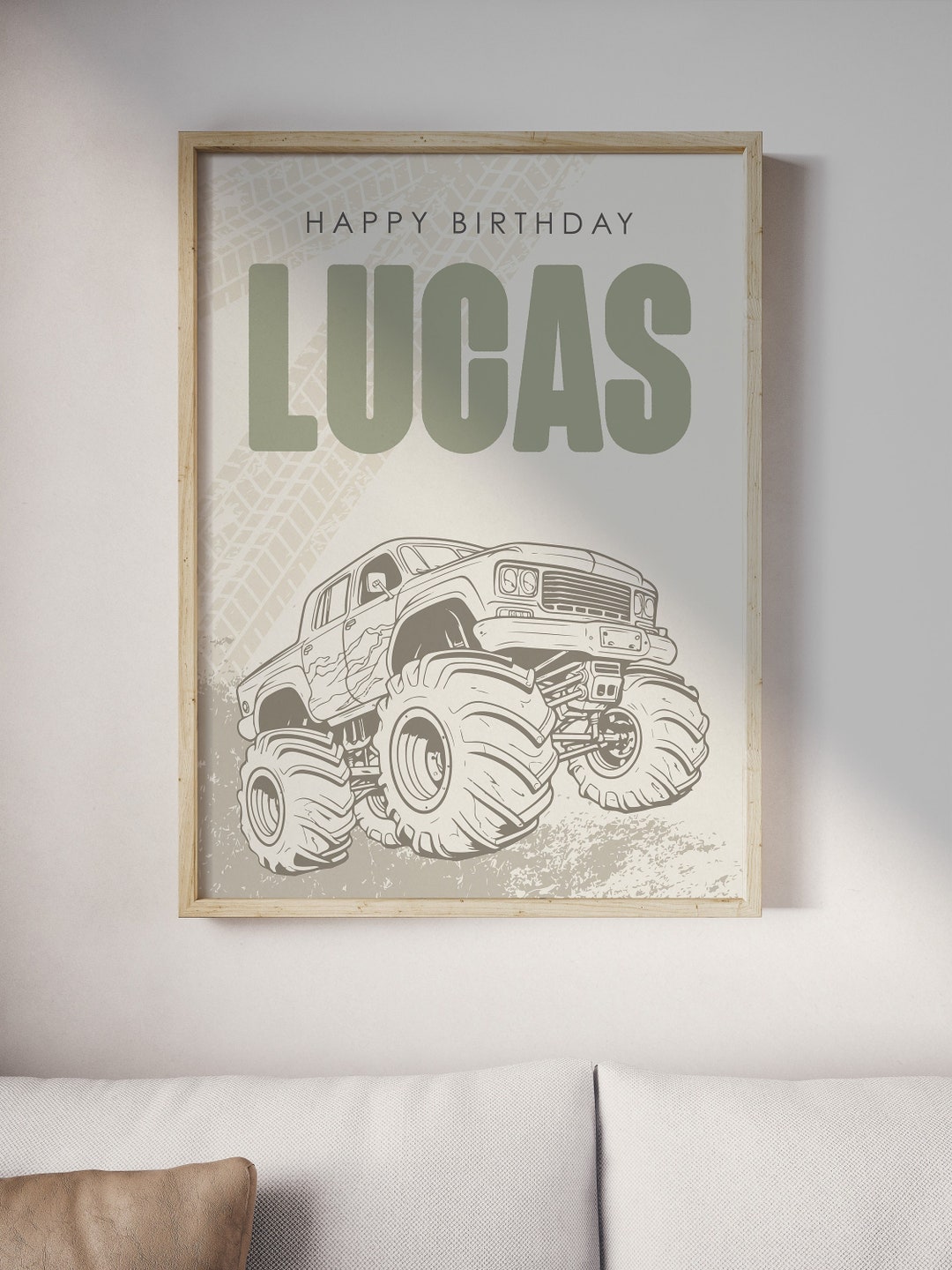 Monster Truck Birthday Party Poster: Mud Tan Welcome Sign (digital ...