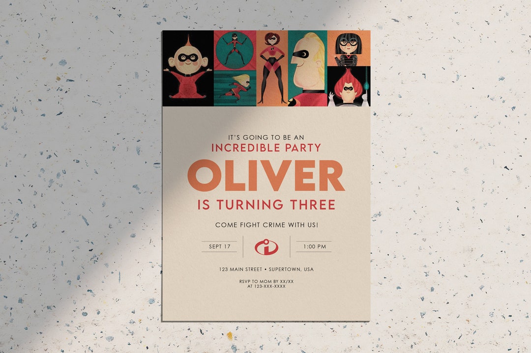 Disney Pixar the Incredibles Modern Invite • Digital & Printable ...
