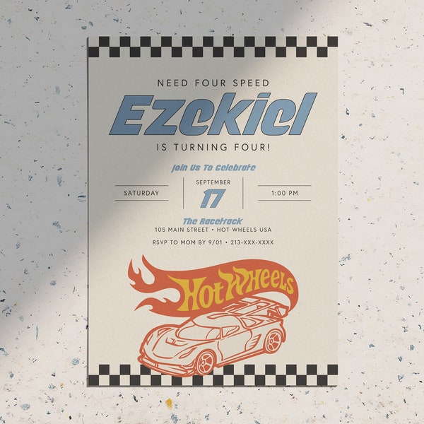 Hot Wheels Need 4 Speed Invite - Etsy
