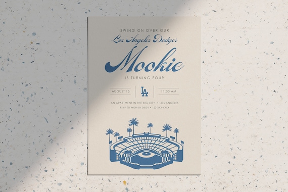Dodgers Birthday Invitations Dodgers Themed Birthday Invitation,