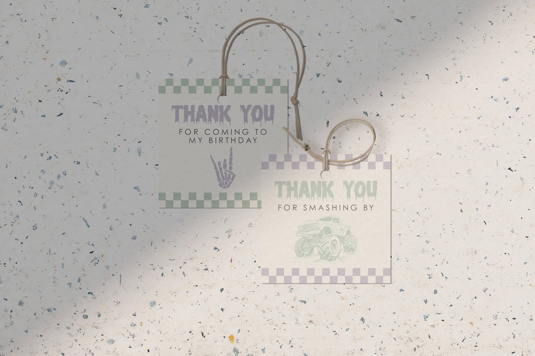 Monster Truck Thank You Tags: Grave Digger Birthday Party (digital ...