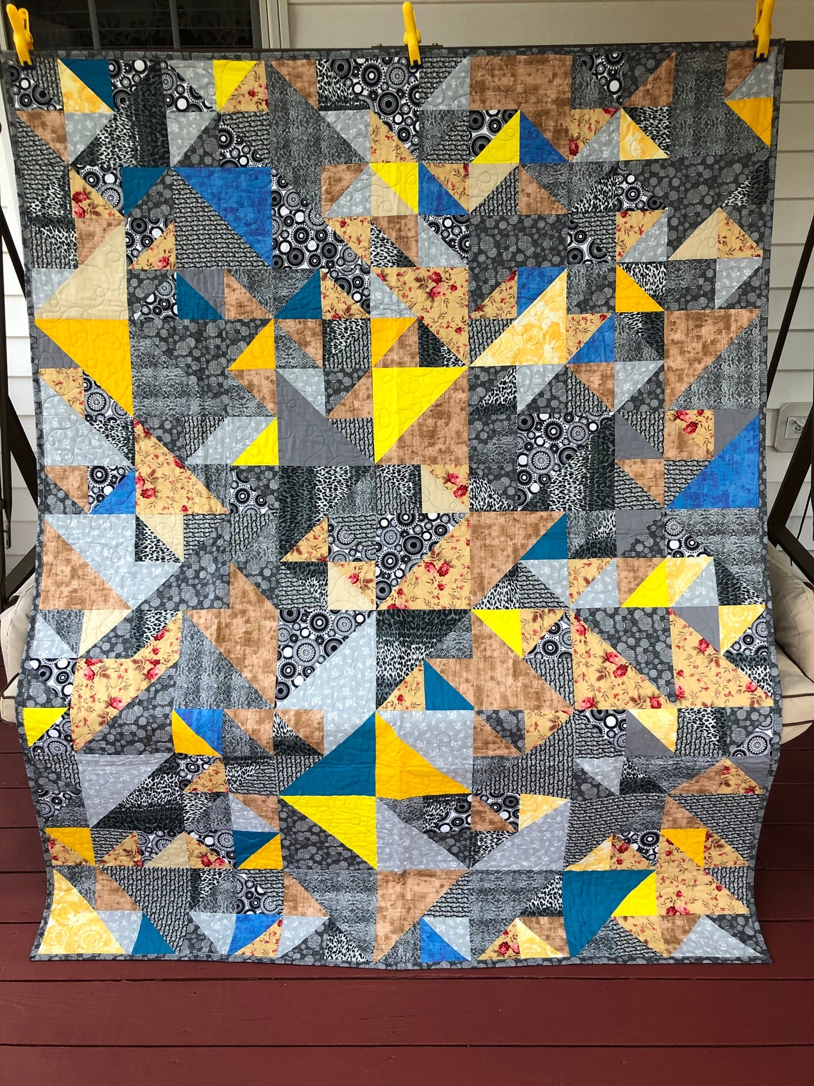 Abstract Geometric Quilt Homemade 100% Cotton Throw Quilt - Etsy