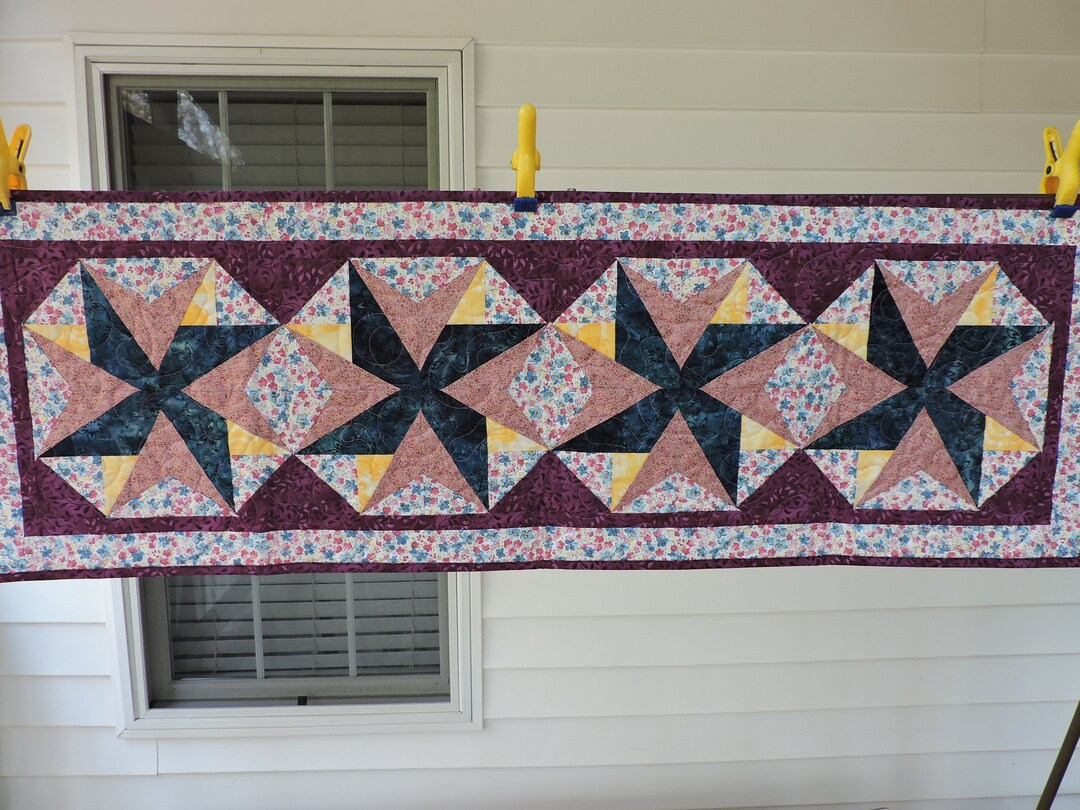 Purple & Blue Floral Table Runner Windmill Blades Stand Out - Etsy