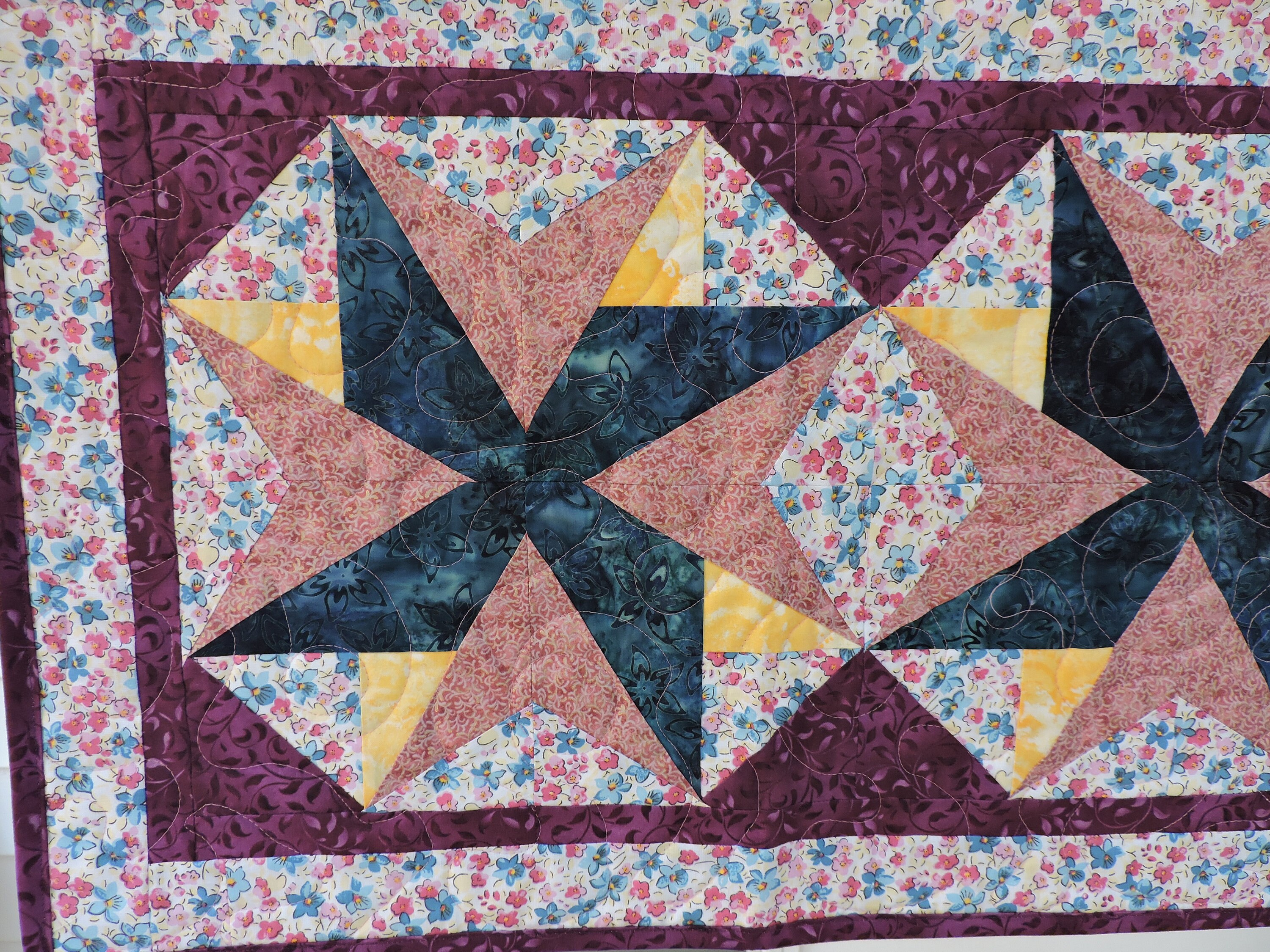 Purple & Blue Floral Table Runner Windmill Blades Stand Out - Etsy