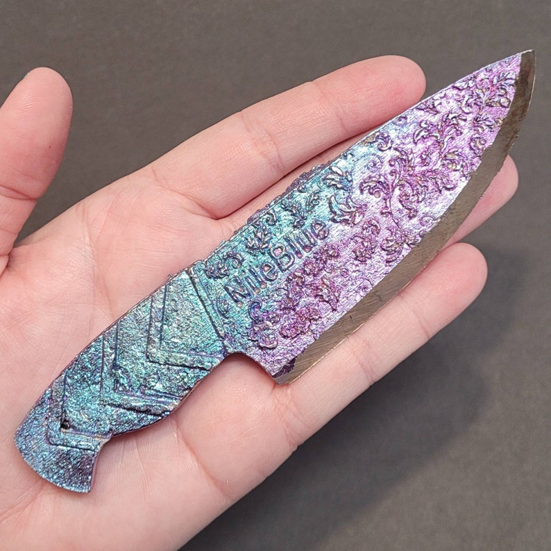 Nile Blue Bismuth Knife in Rainbow Blue Ice Blue Pink or - Etsy