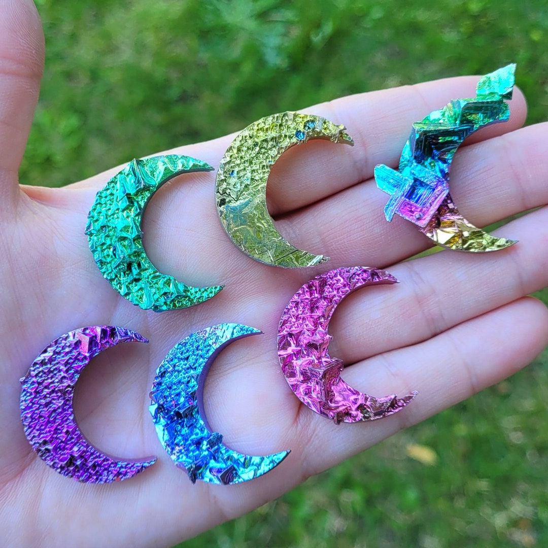 Bismuth Crystal Moons in Various Colors, Made by the Bismuth Smith - Etsy