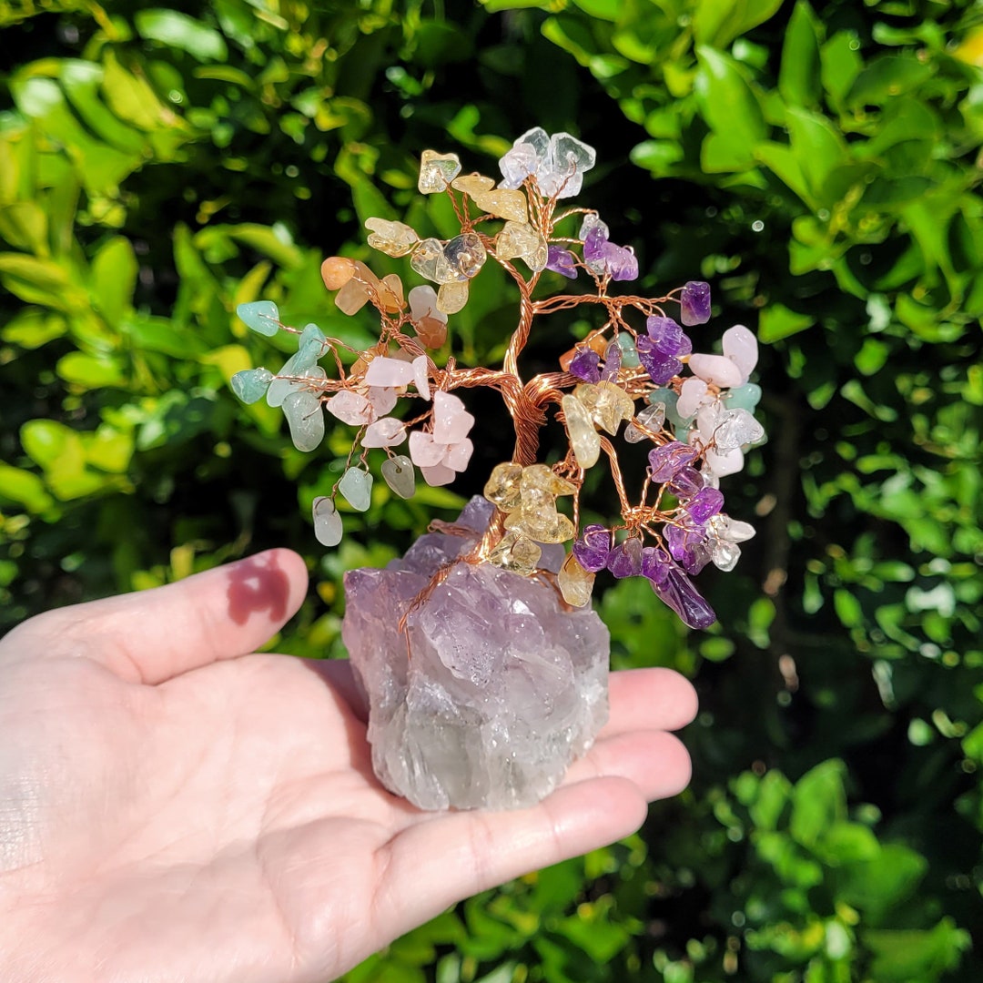 Crystal Chip Tree With Amethyst Base, 5.3 X 4.4 Colorful Lucky Money ...