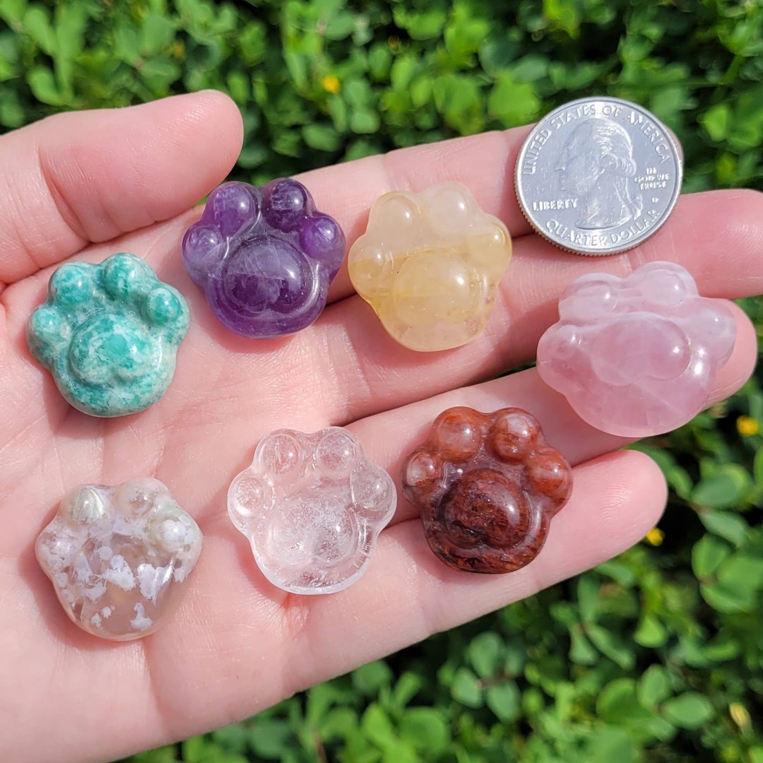 Carved Crystal Paw Prints to Choose From: Amethyst, Fire Quartz ...