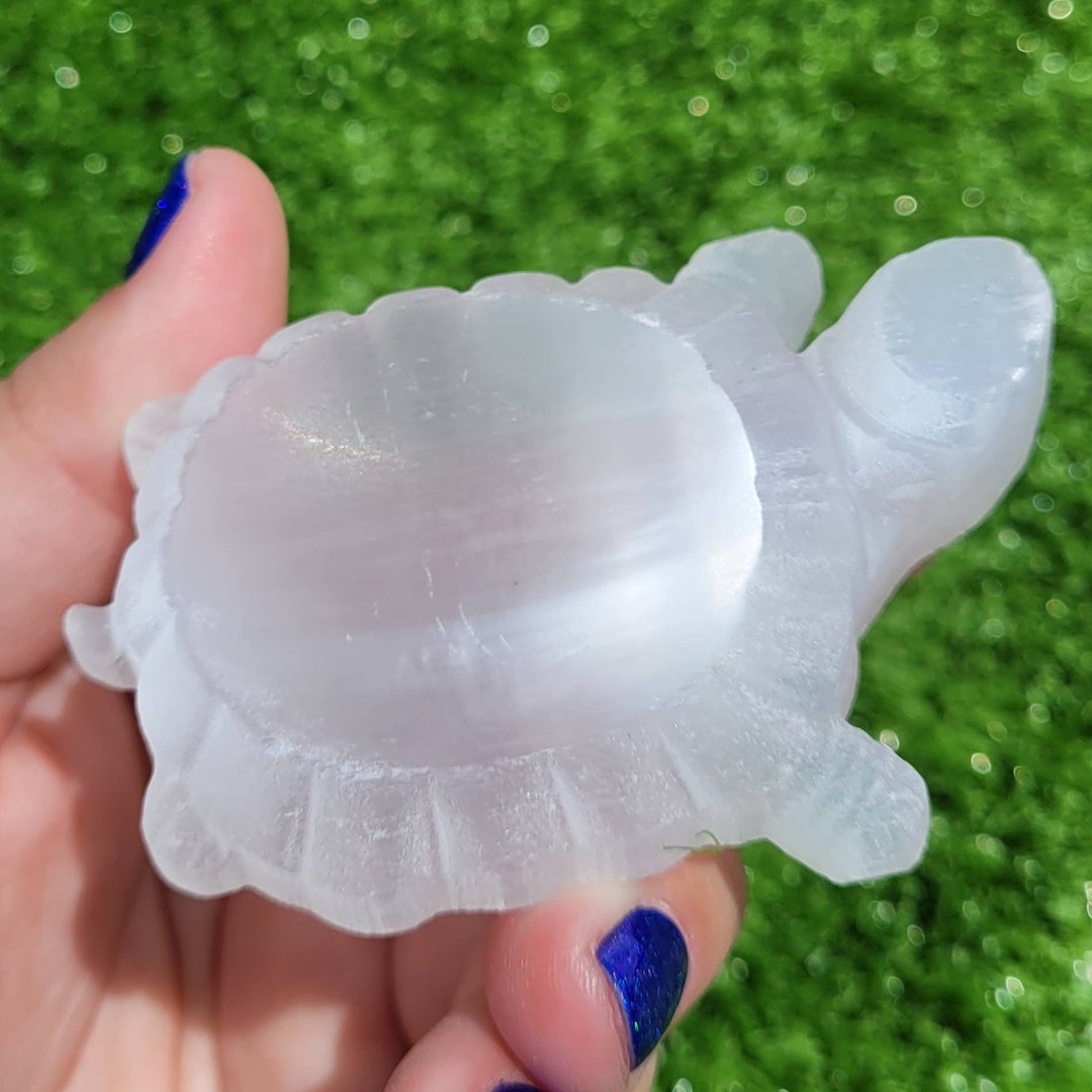 Satin Spar Turtle Charging Dish Bowl, Selenite, Energy Cleansing, Crystal Amplifier - Etsy