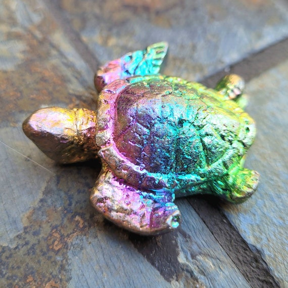 Rainbow Bismuth Sea Turtle Sculpture Made by the Bismuth Smith - Etsy