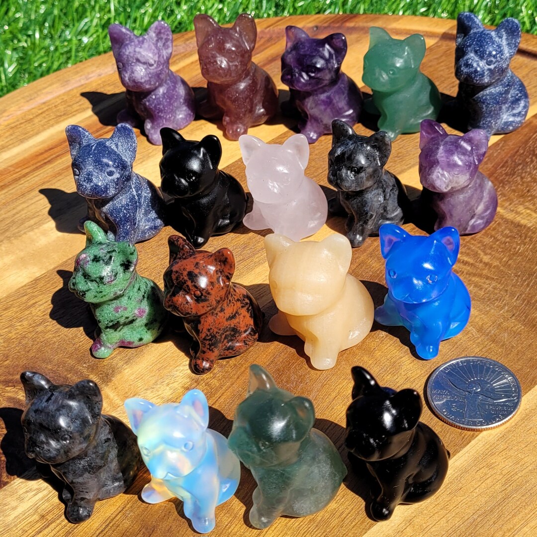Frenchie French Bulldog Dog Crystal Carvings to Choose From: Aventurine ...