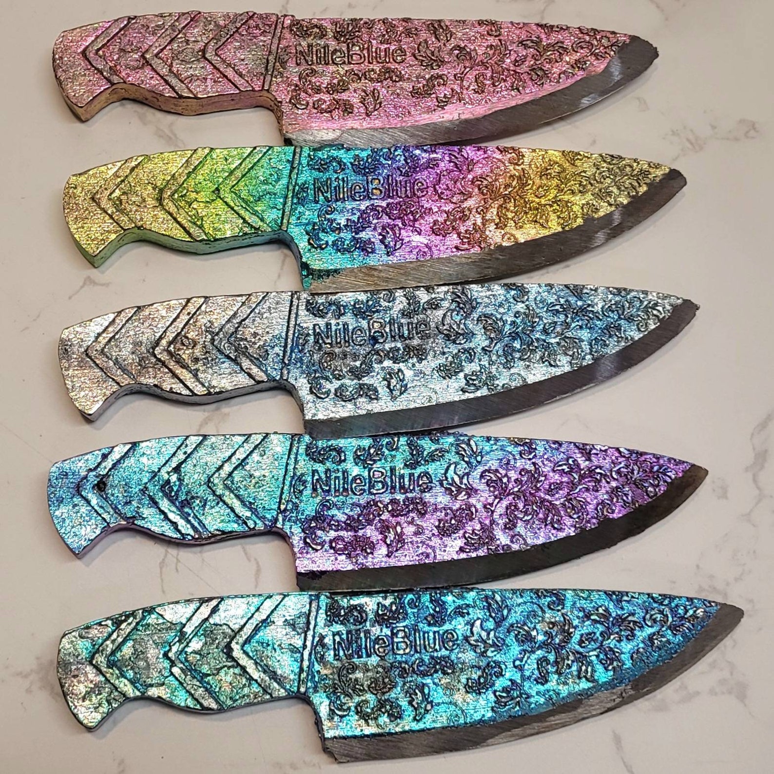 Nile Blue Bismuth Knife in Rainbow Blue Ice Blue Pink or - Etsy