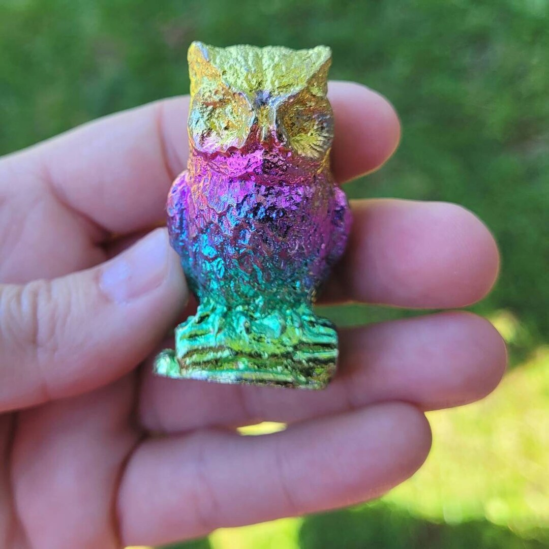 Bismuth Owl in Rainbow or Gold, Made by the Bismuth Smith - Etsy