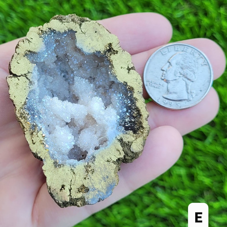 Gold and White Quartz Geodes Angel Aura Coated Druzy Quartz - Etsy