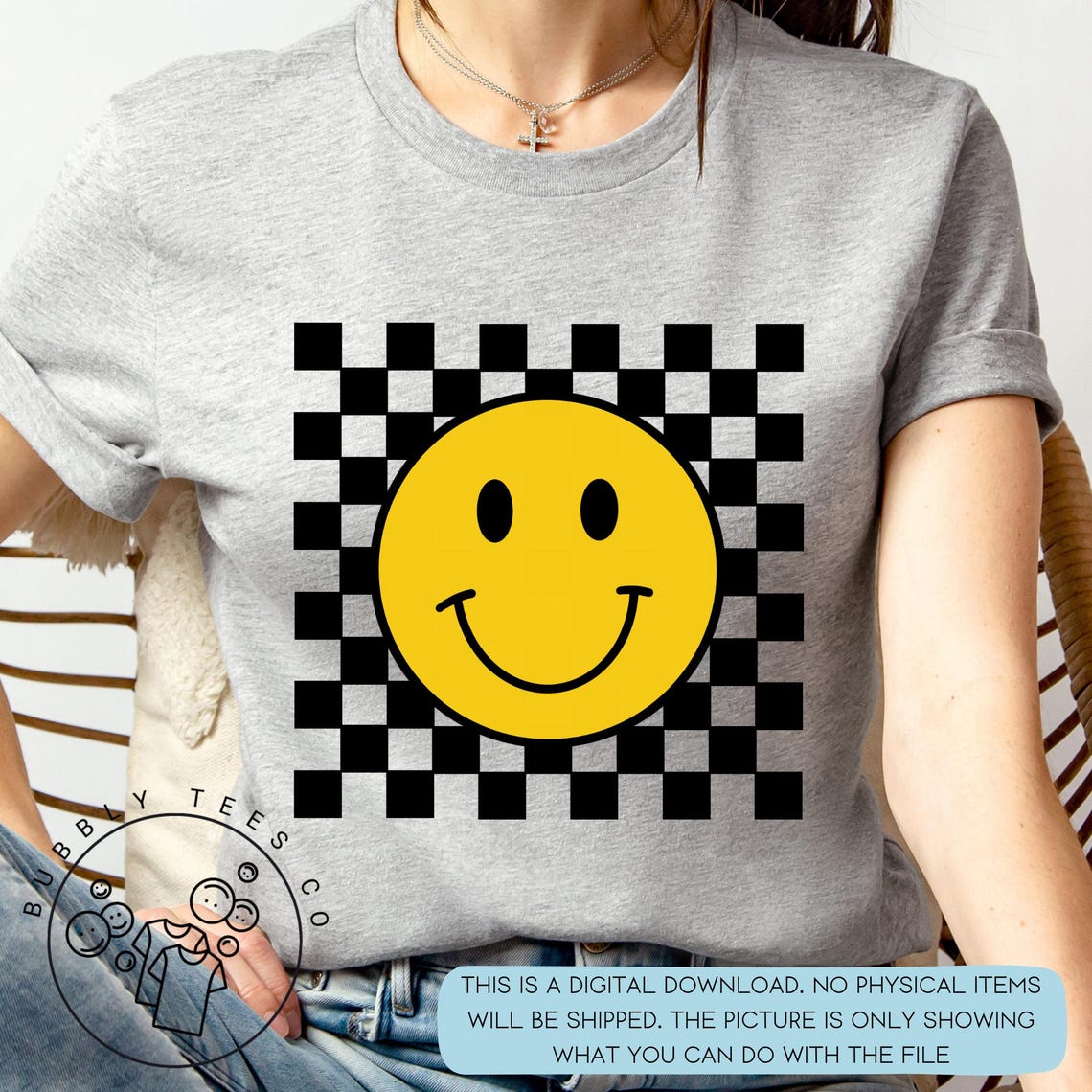 Checkered Smile Face Png, Happy Face Checkered Shirt Png, Yellow Smile ...