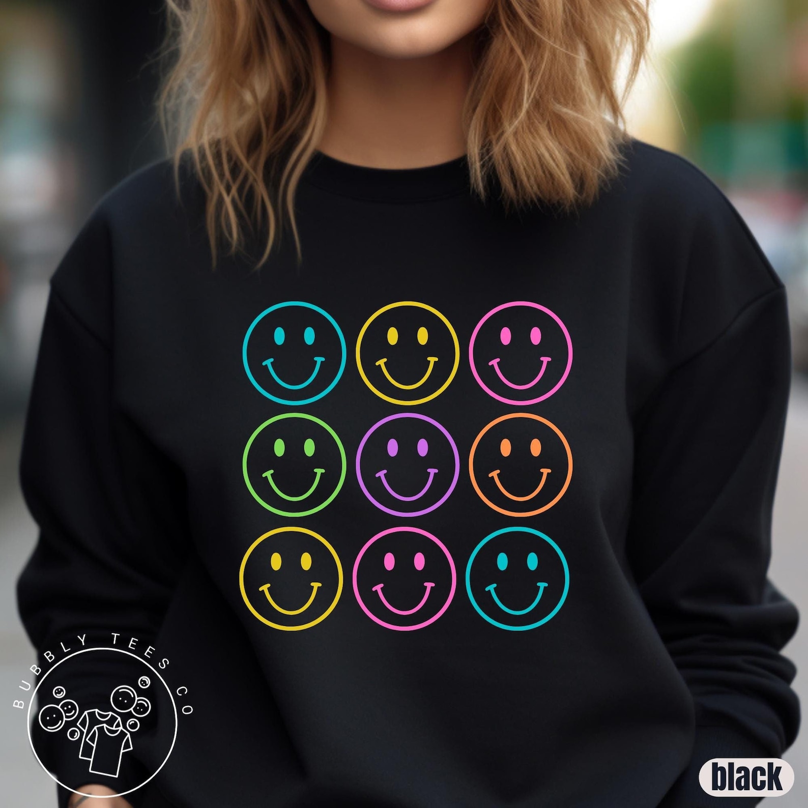 Positivity Happy Face Sweater for Teacher Smile Sweatshirt Retro Smile ...