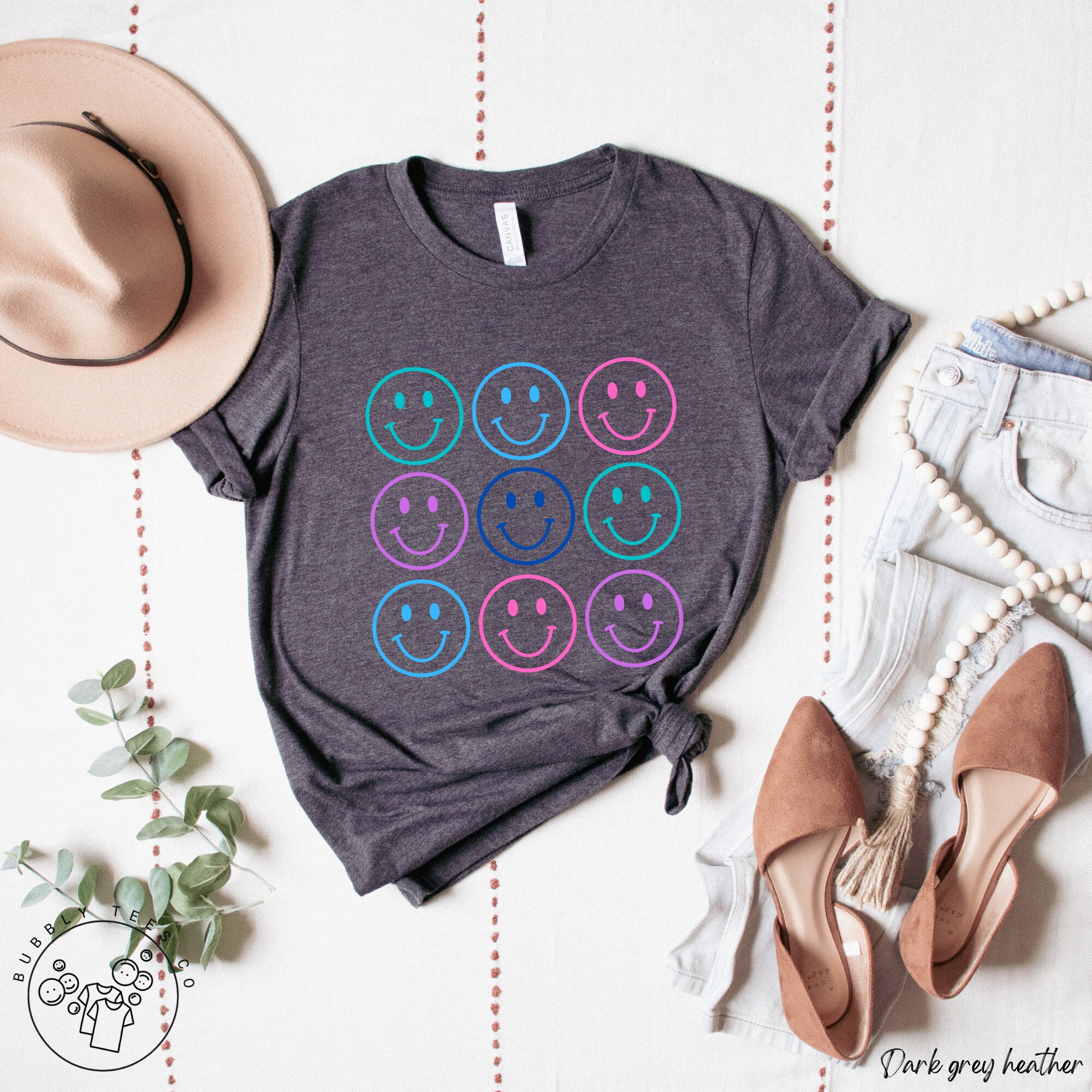 Happy Shirt, Shirt for Women, Cute Happy Shirt, Boho Shirt, Summer ...