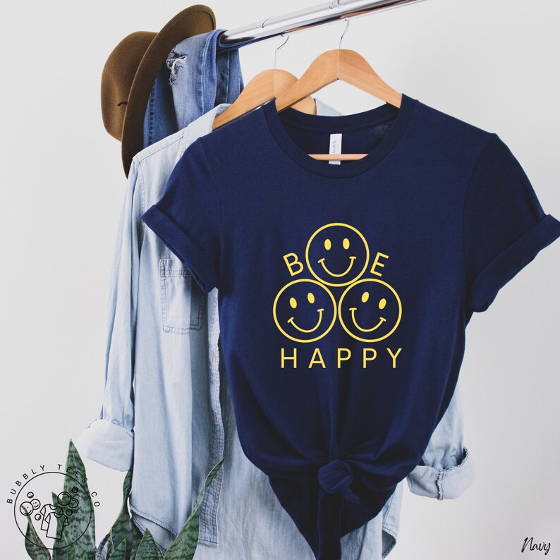 Bee Happy Shirt, Happy Face T-shirt, Shirt Women, Cute Happy Shirt ...