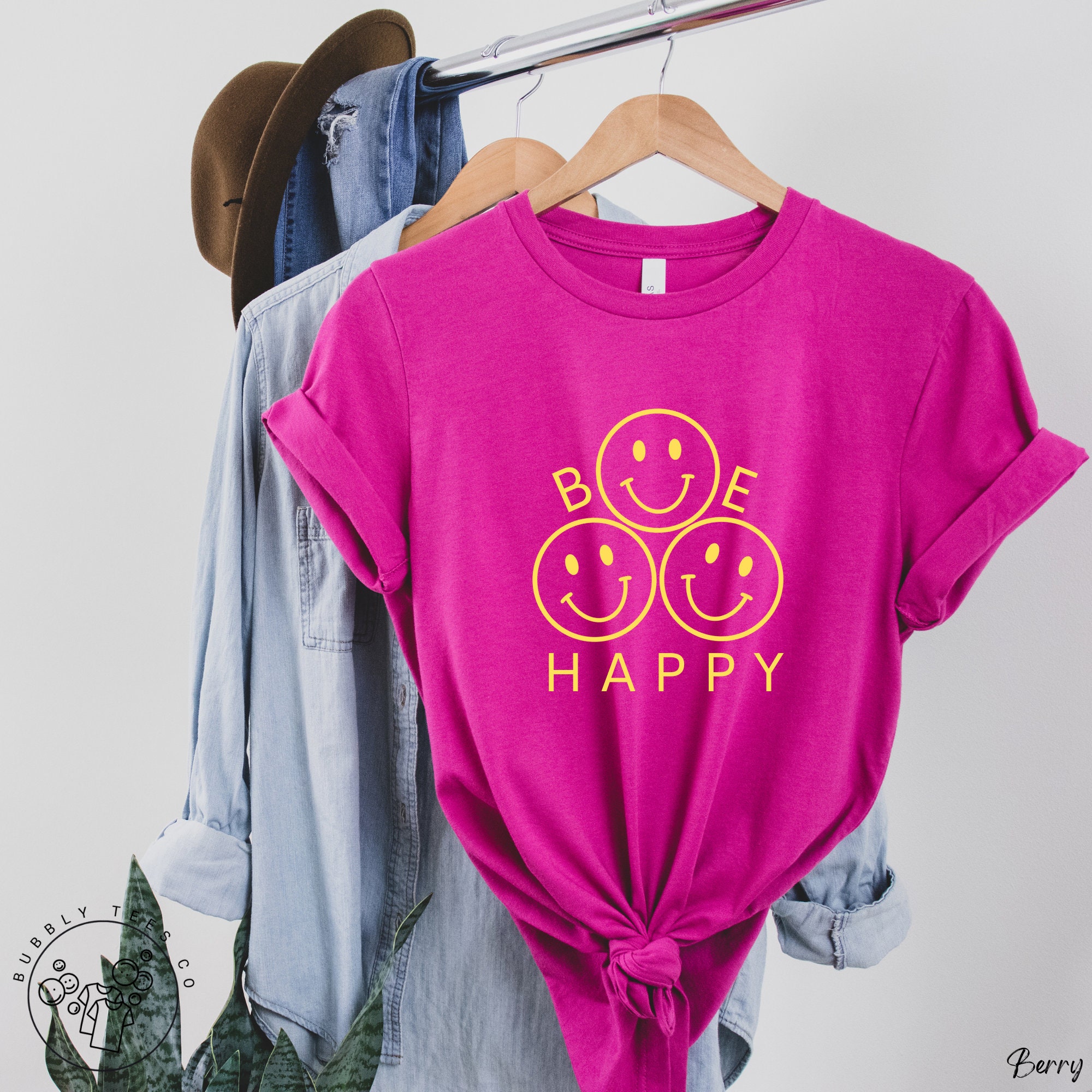 Bee Happy Shirt Happy Face T-shirt Shirt Women Cute Happy - Etsy