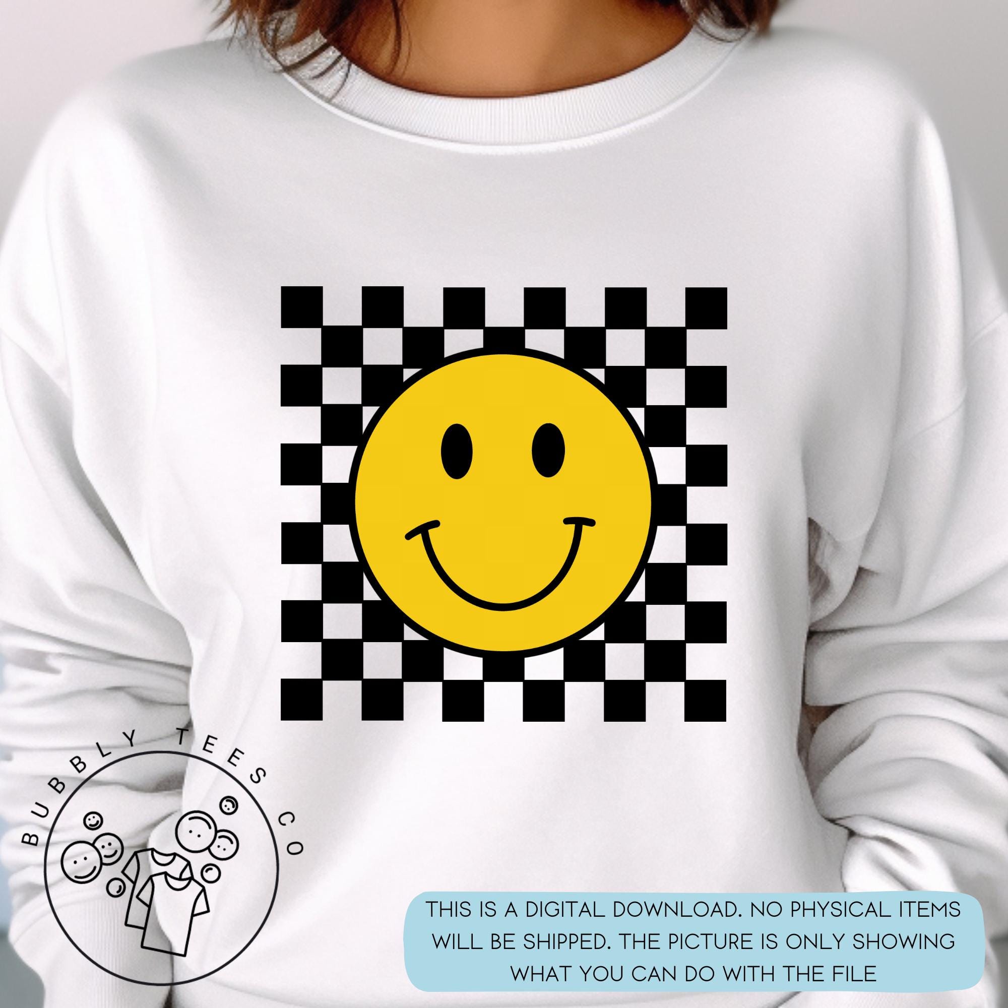 Checkered Smile Face Png, Happy Face Checkered Shirt Png, Yellow Smile ...