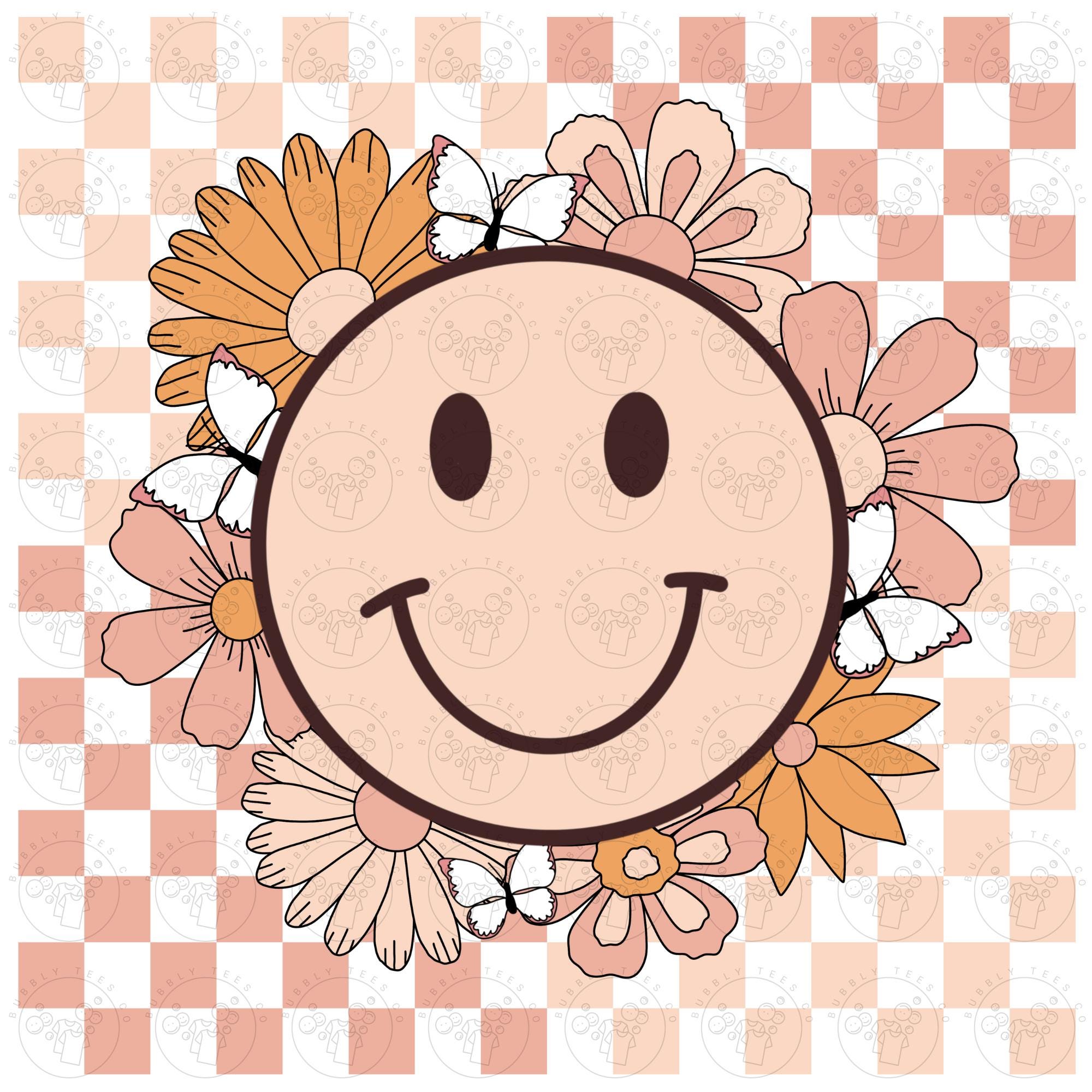 Checkered Smiley Png, Smile Face Png, Floral Png, Png Happy Face Shirt ...
