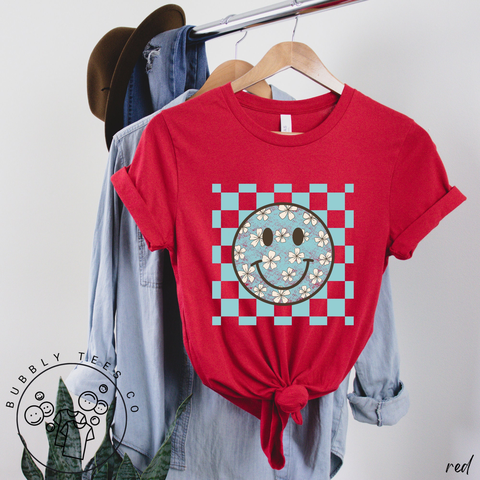 Smiles Face Shirt Smiley Checkered Pattern Graphic Tee - Etsy