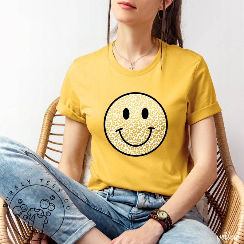 Smile Shirt, Smile Face Shirt, Smile Cheetah Graphic Tees, Happy Face ...