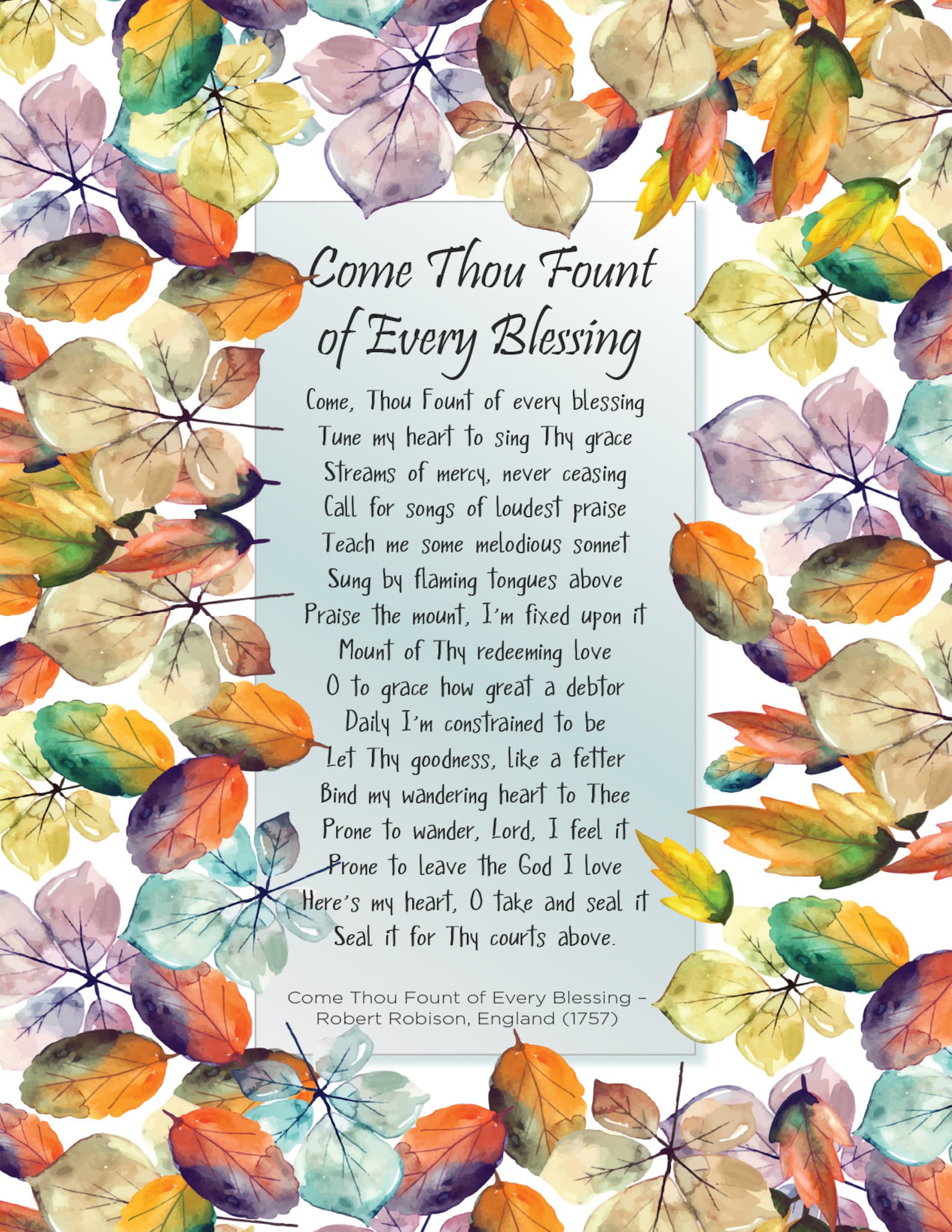 Set of Three Classic Hymns Fall Printables - Etsy