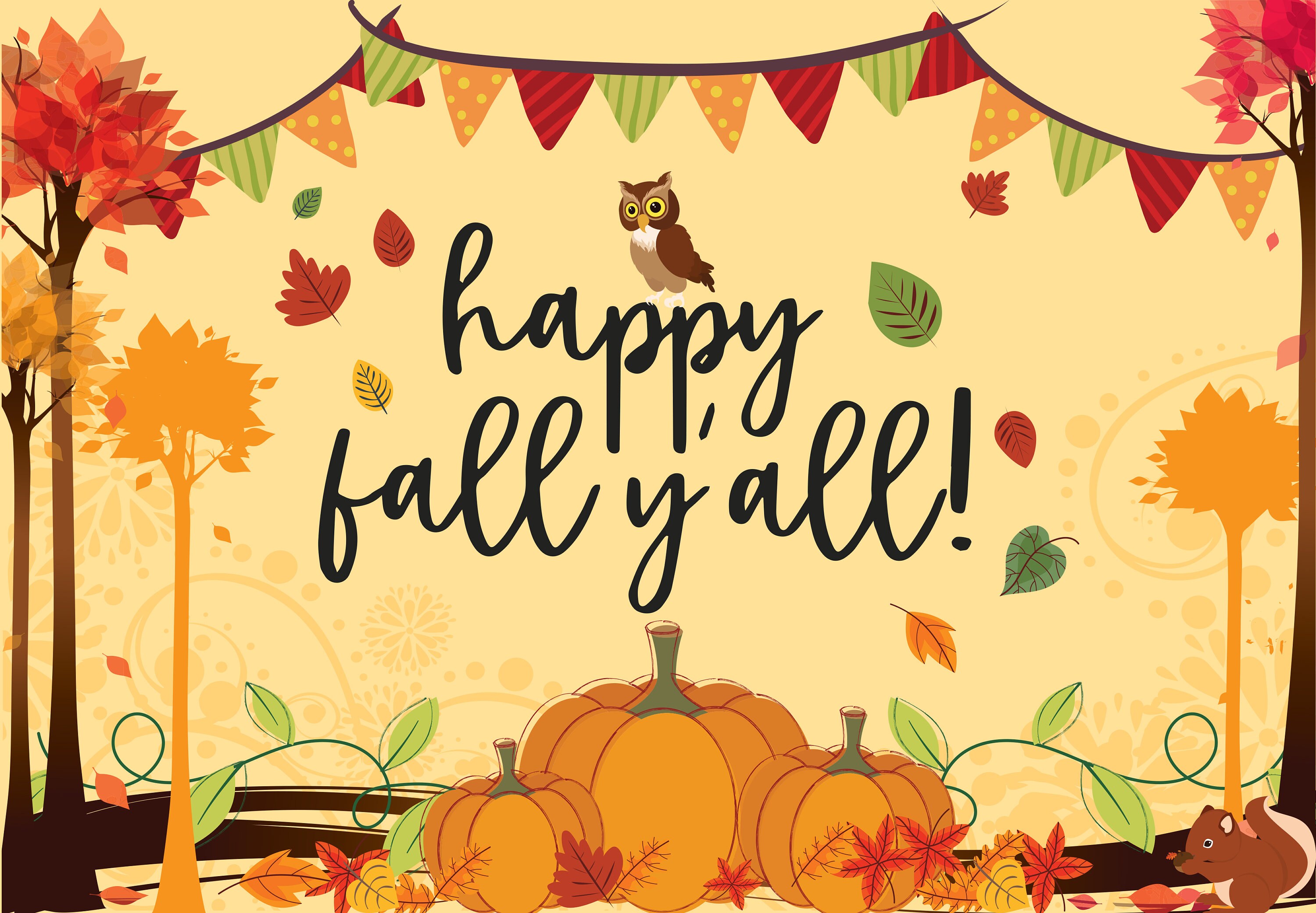 Happy Fall Ya'll Print With Digital Elements - Etsy