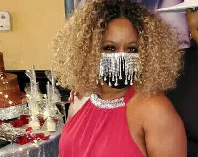Face Mask Rhinestone Luxury Dangle Face Mask Dangly Mask Diamond Bling ...