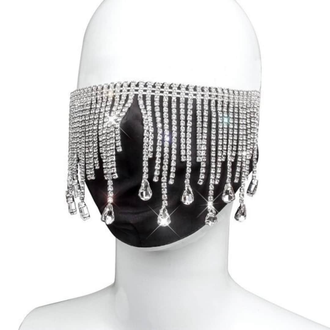 Face Mask Rhinestone Luxury Dangle Face Mask Dangly Mask Diamond Bling ...