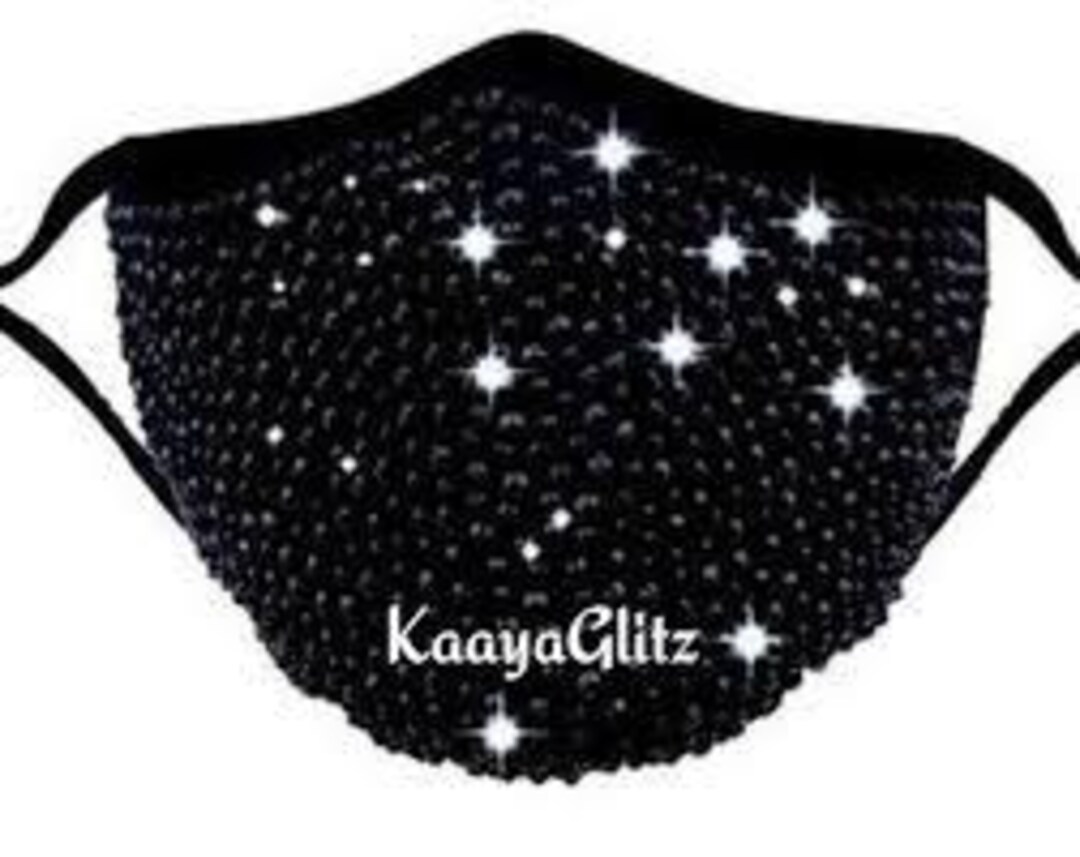 Face Mask Rhinestone Face Masks Bling Face Mask Crystal Face Mask Black ...