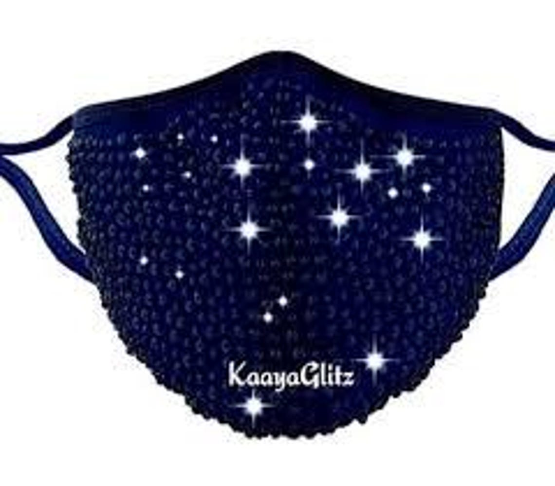 Face Mask Rhinestone Face Masks Bling Face Mask Crystal Face Mask Black ...