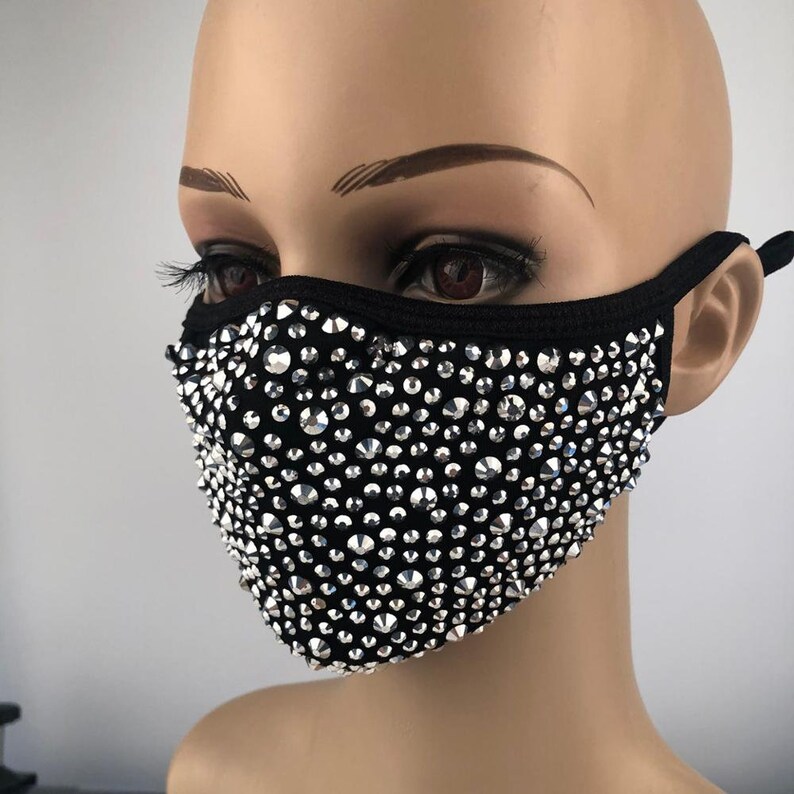 Bling Rhinestone Face Mask Clear Crystal Face Mask Studded | Etsy