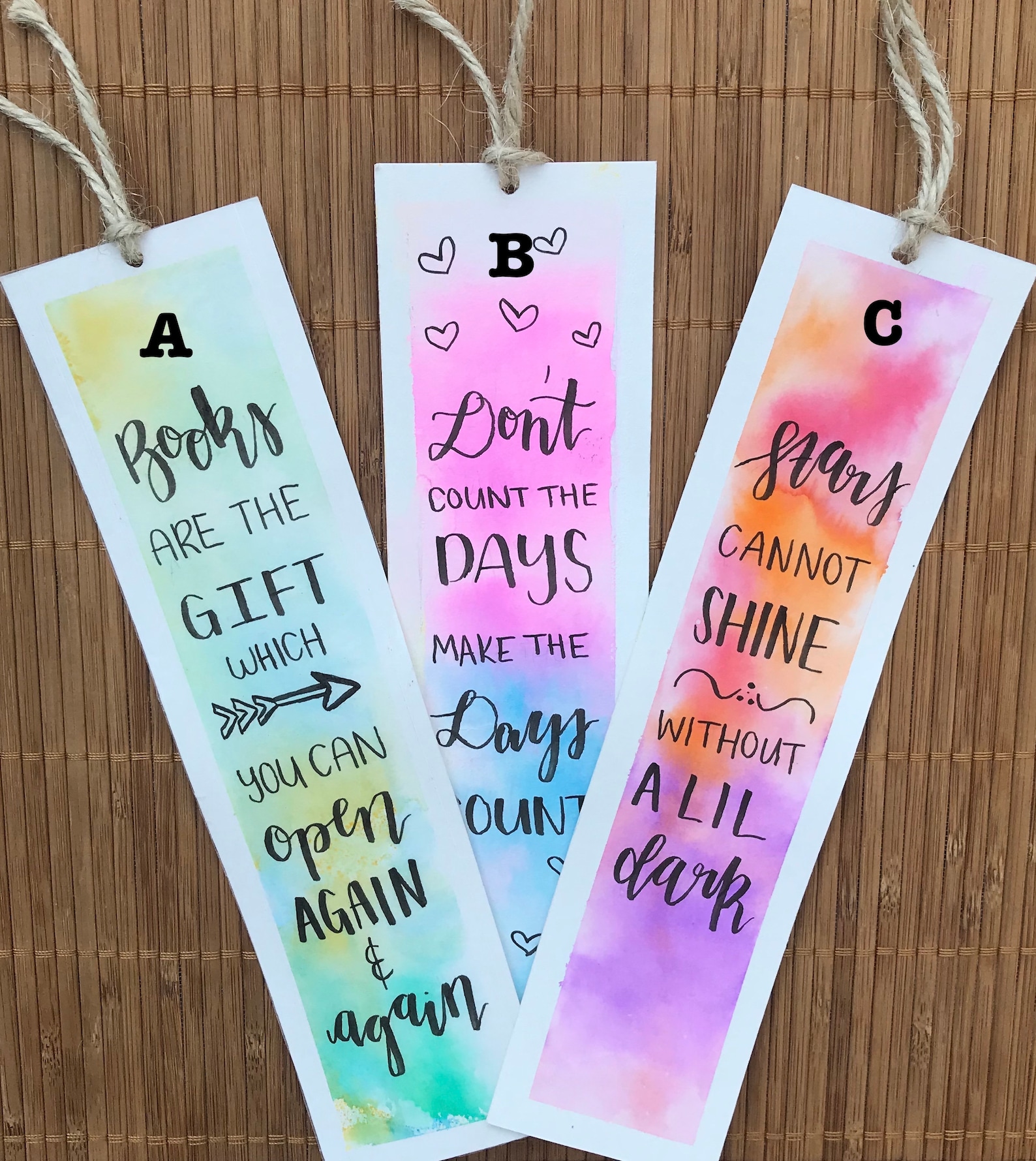 Quote Watercolor Bookmarks - Inspirational Handpainted Gift - Etsy