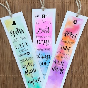 Quote Watercolor Bookmarks - Inspirational Handpainted Gift - Etsy