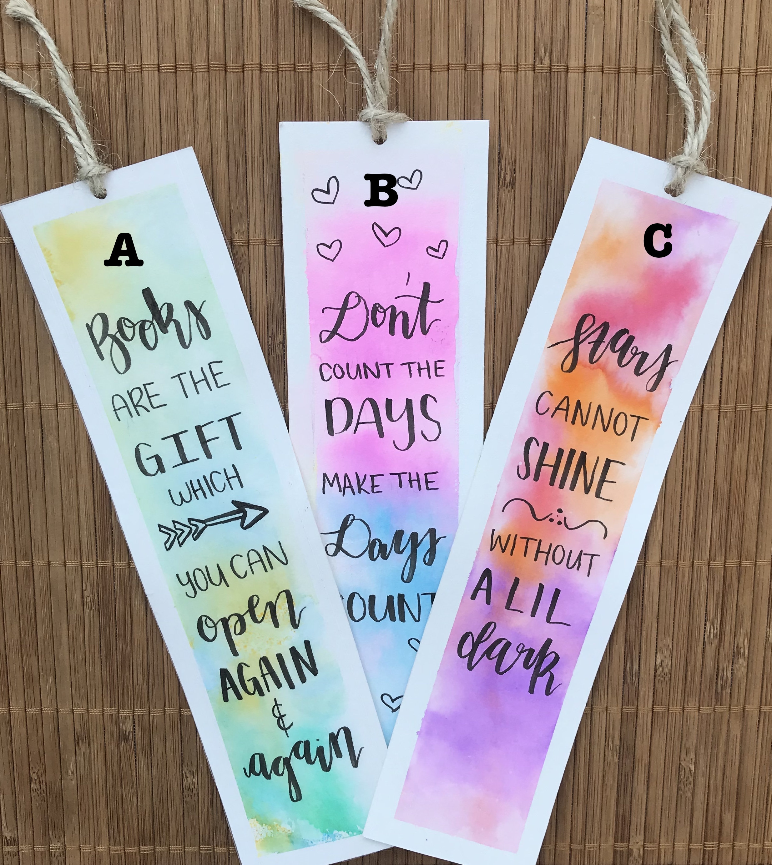 Quote Watercolor Bookmarks - Inspirational Handpainted Gift - Etsy