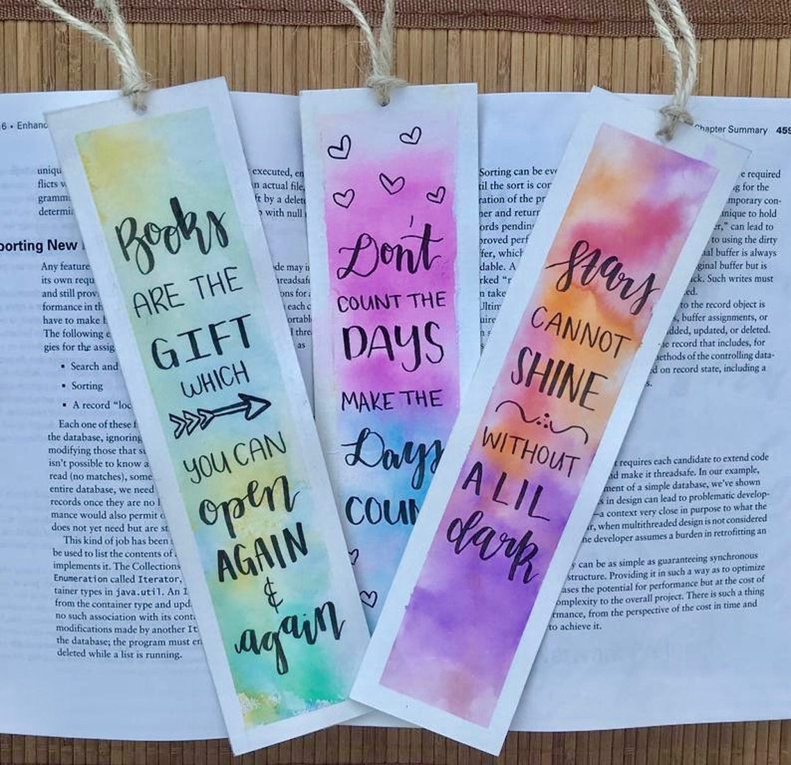 Quote Watercolor Bookmarks - Inspirational Handpainted Gift - Etsy