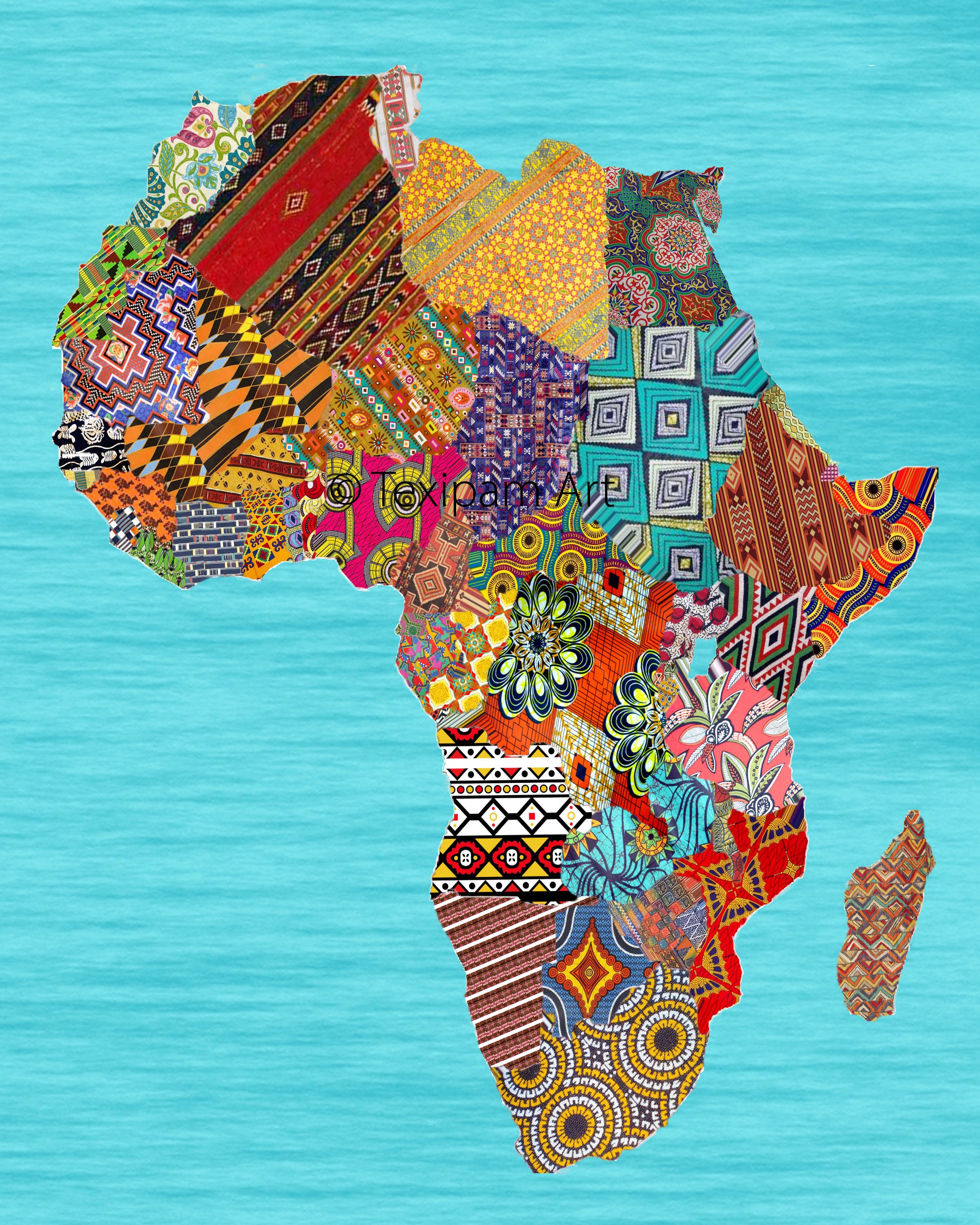 Africa Art Print, Colorful African Print, Collage, Print of Original ...