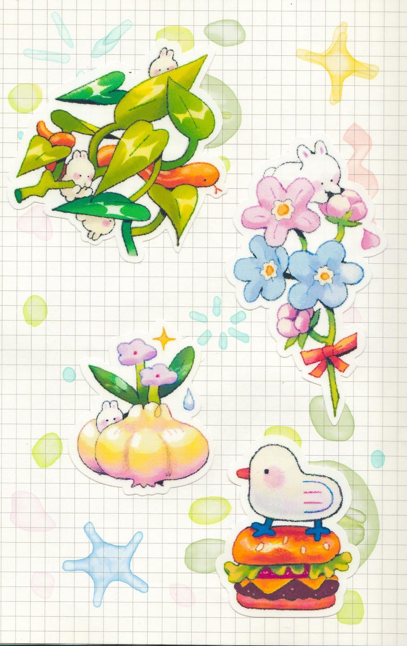 Glossy Garlic Bunny Vinyl Sticker - Etsy