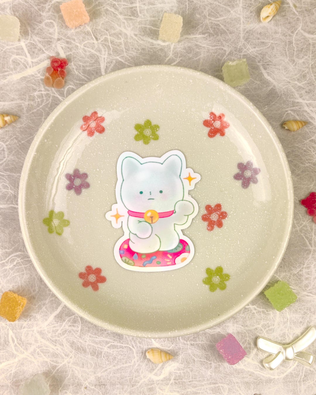 Holographic Smiski Fortune Cat Sticker ~ Waterproof Vinyl Die-cut - Etsy