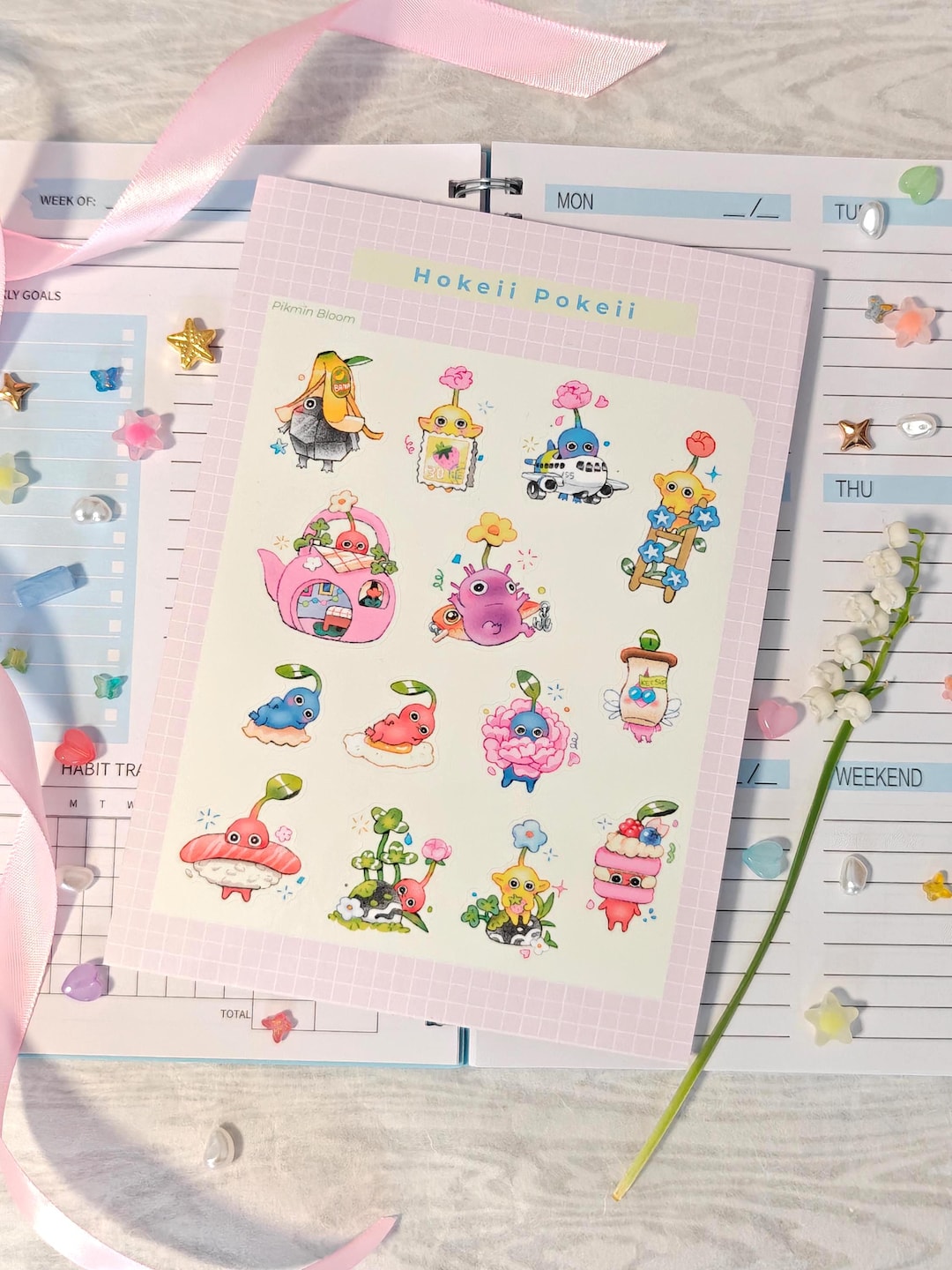Super Cute Sticker Sheet - Pikmin Bloom - Etsy