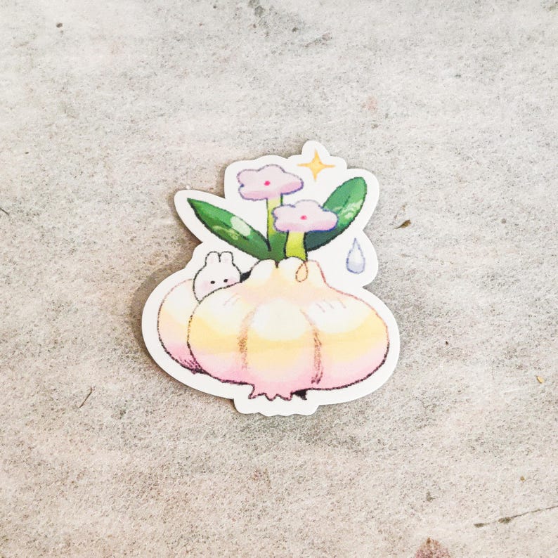 Glossy Garlic Bunny Vinyl Sticker - Etsy
